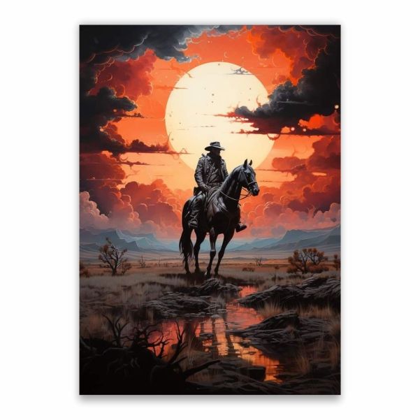 Cowboy Sunset Silhouette Poster - A1 | Shop Today. Get it Tomorrow ...