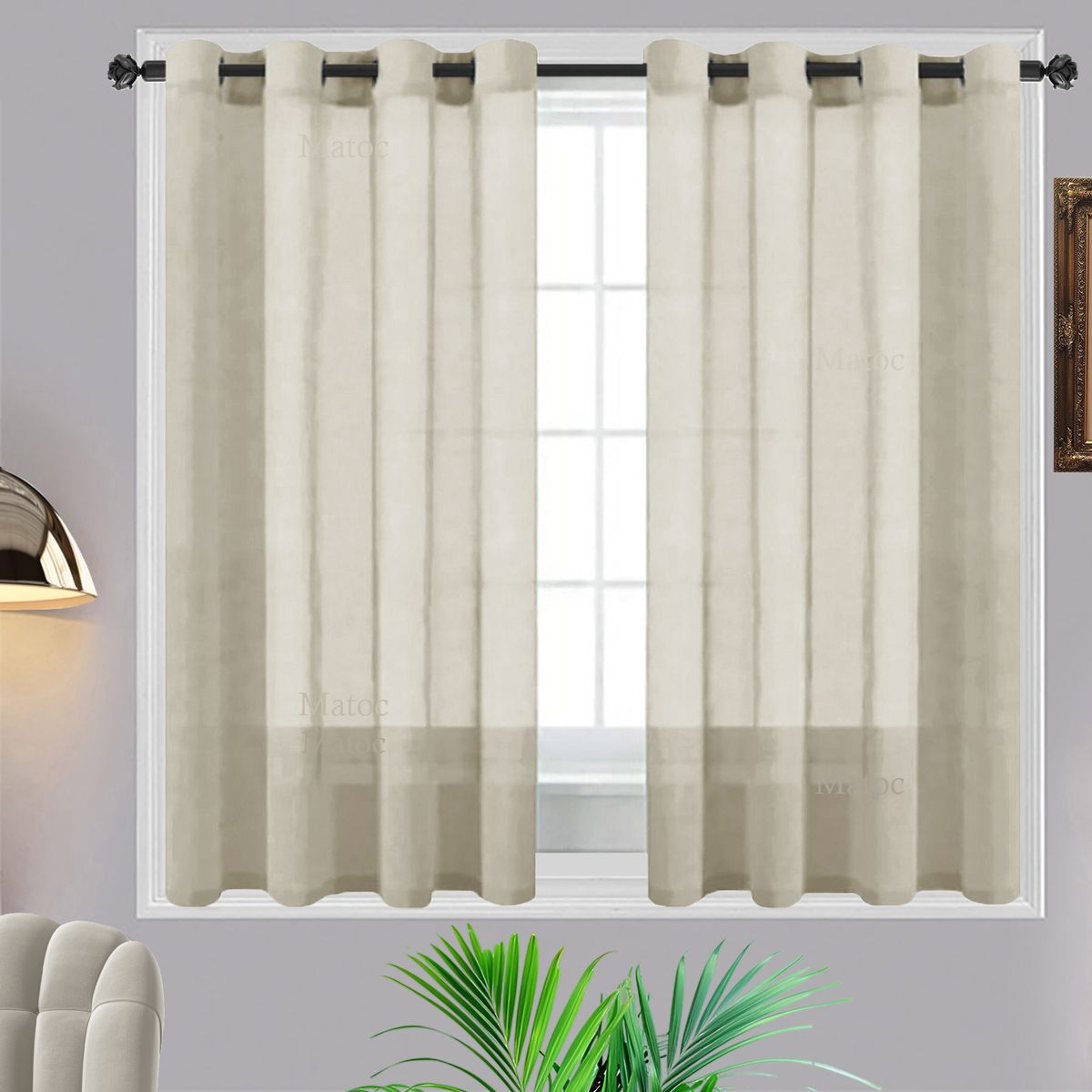 Matoc Designs Café Curtain - Mystic Voile - Beige - Eyelet - Pack of 2 | Shop Today. Get it ...