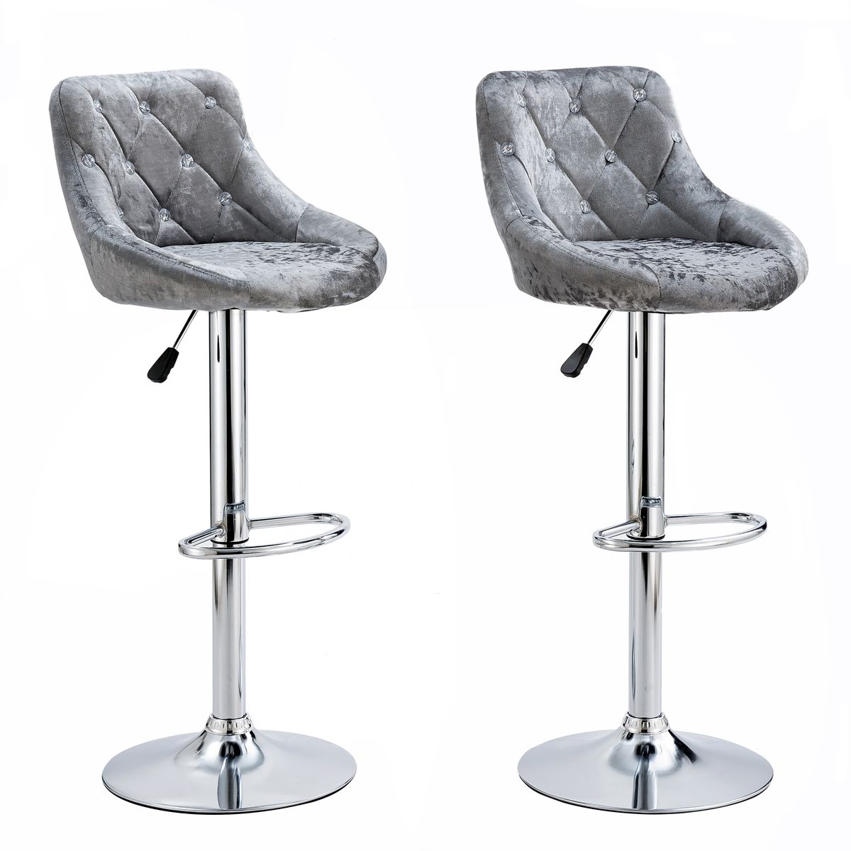 Velvet Bar Stools Adjustable Kitchen Chairs Set of 2 | Shop Today. Get ...
