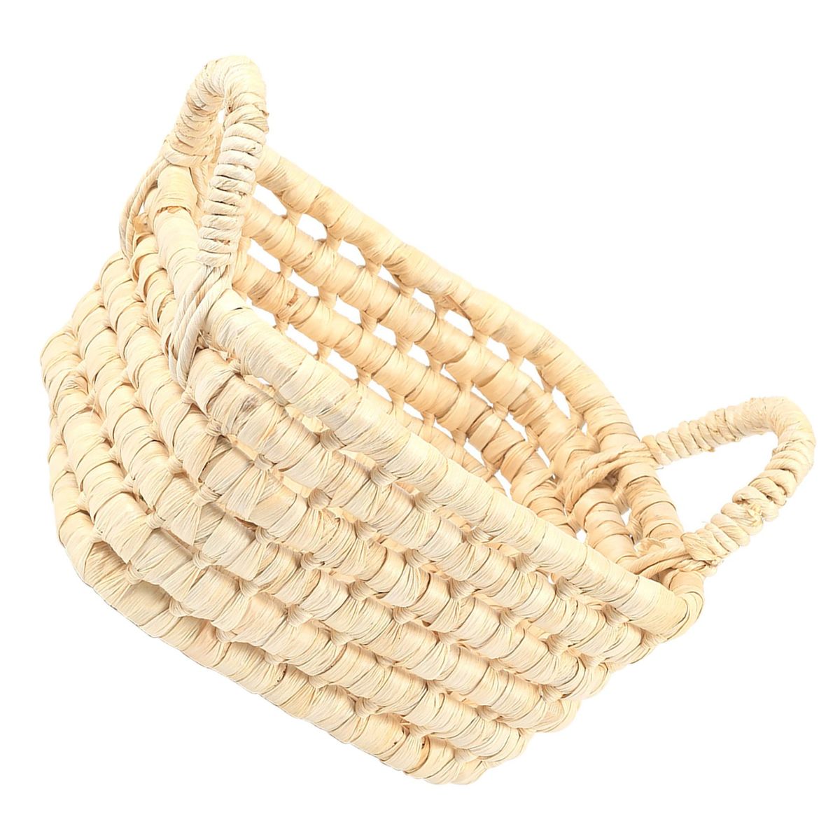 Handmade Straw Corn Husk Organizer Plant Box With Handle - Square ...