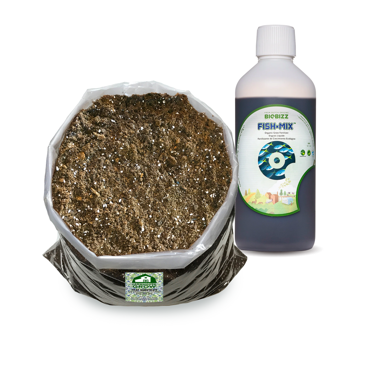 Farmhouse Grow 4L Peat Substrate Potting Mix with Biobizz 500ml Fish ...