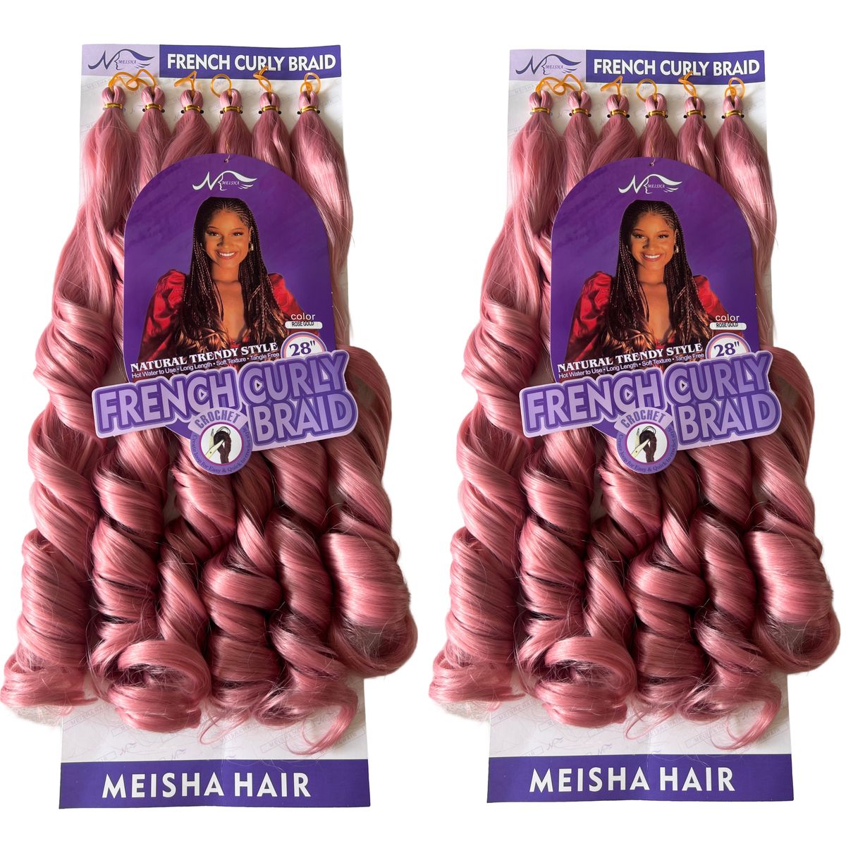 Meisha French Curly Braid - 28 Inch - Pack of 2 - Color "Rose Gold ...