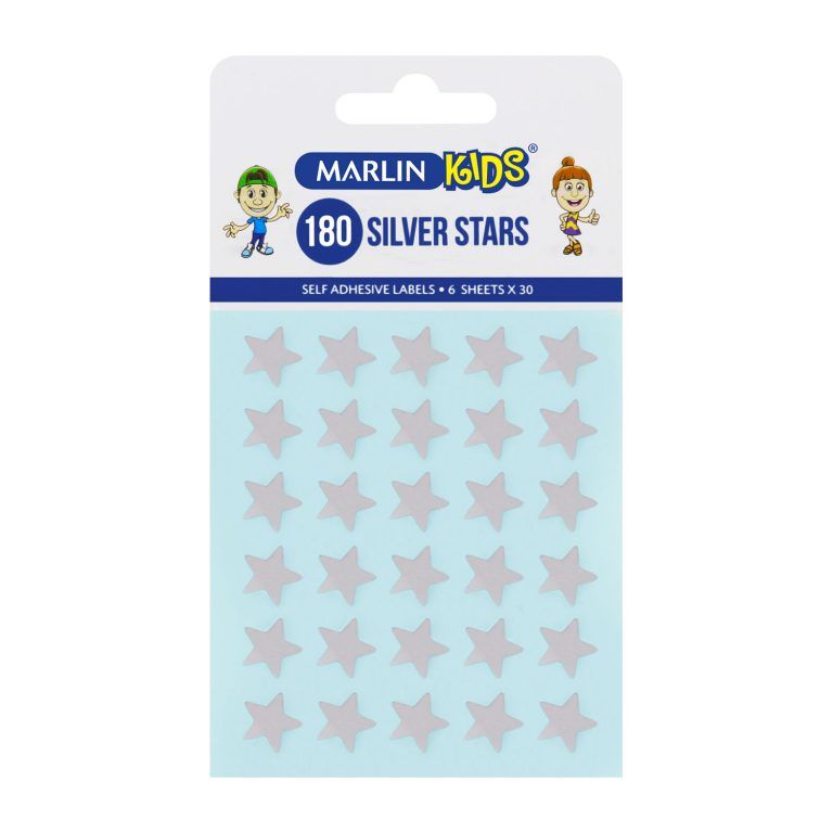 Marlin Kids - Self Adhesive Labels -180 Silver Stars (Pack Of 10 ...