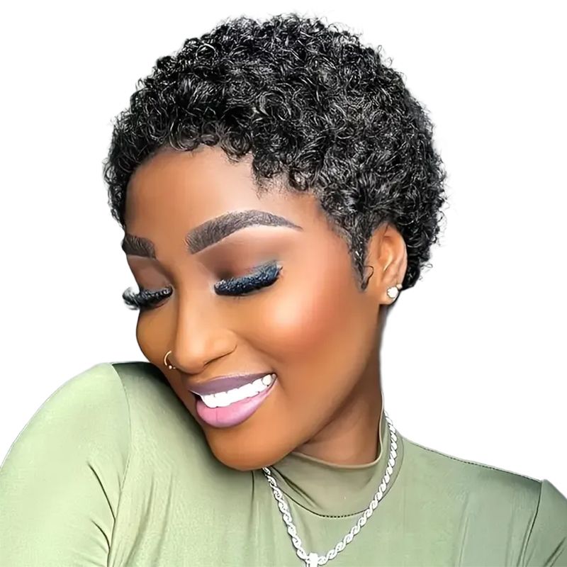 VSP Model Size Deep Wave Curly Pixie Cut Wig Glueless None Lace Wear ...