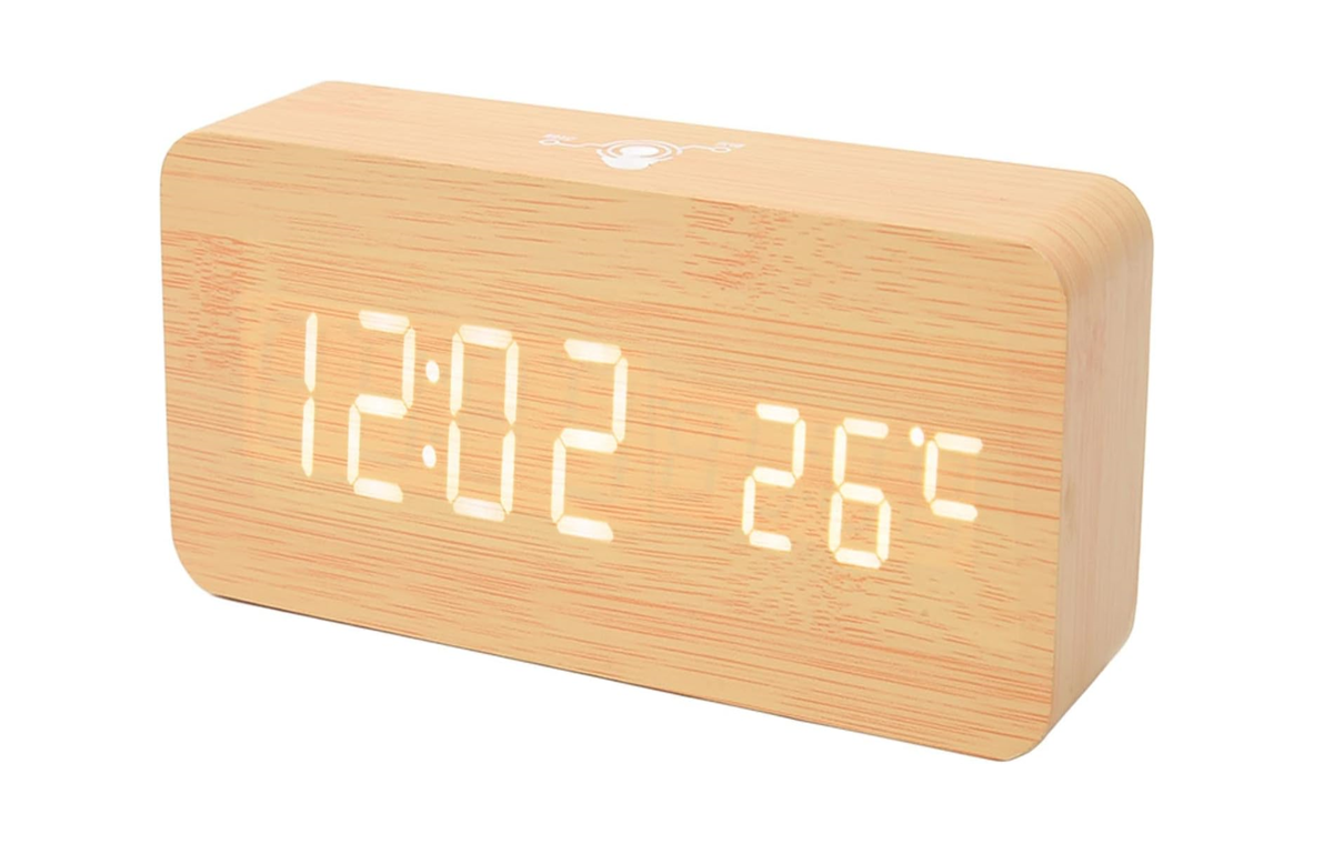 Wooden Digital Alarm Clock Time Temperature Display Alarm Clock | Shop ...