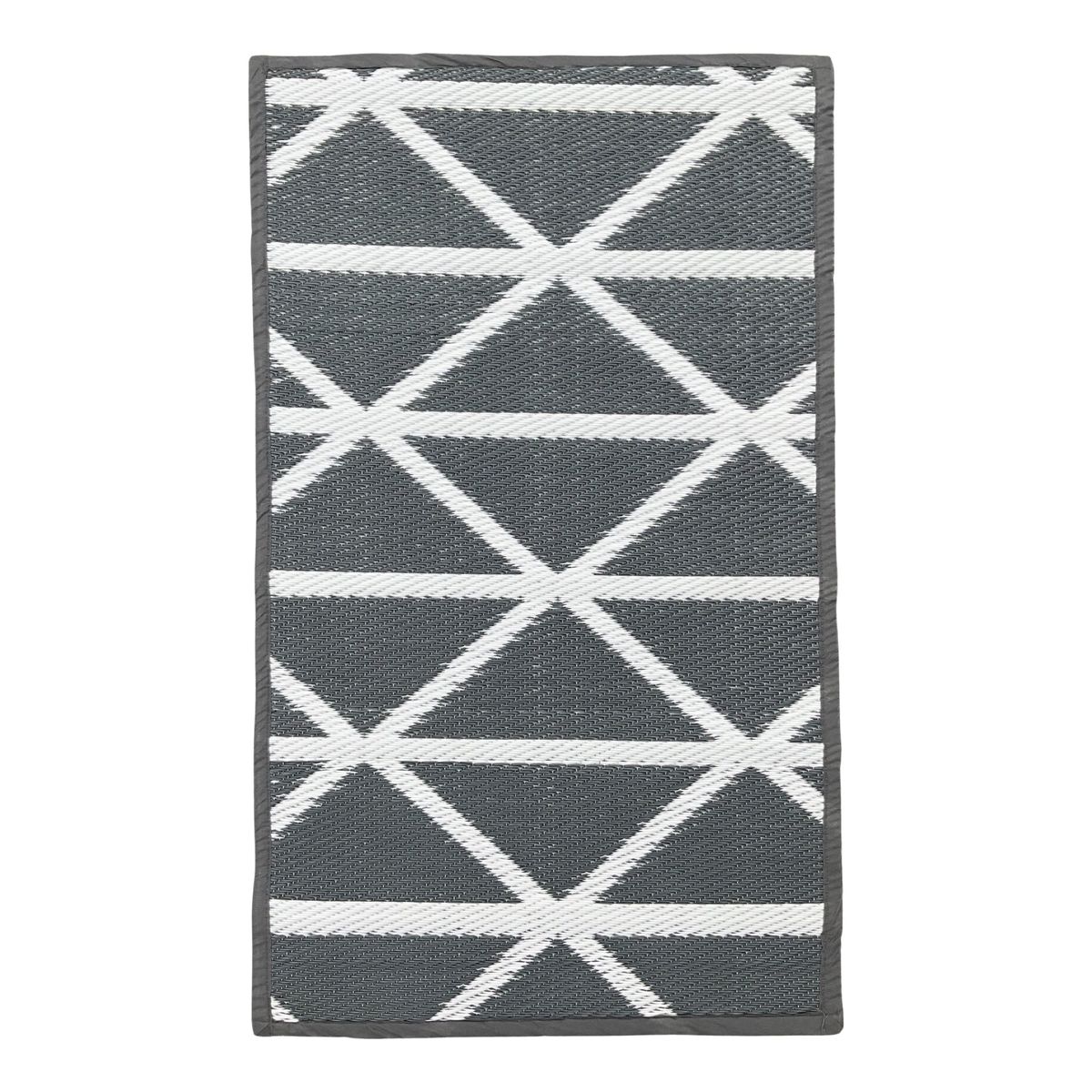 Rug It Up Indoor / Outdoor Plastic Rug - Geometric Grey - 100 x 60cm ...