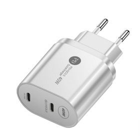 Dual PD USB Wall Charger/ Adapter - 40W / USB-C Dual Ports - White ...