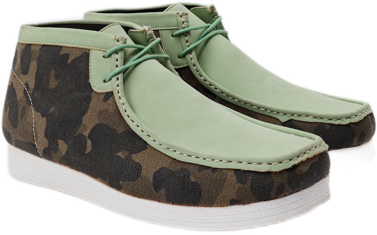 boohooMAN - Mens Faux Suede Camo Apron Front Shoes - Green | Shop Today ...