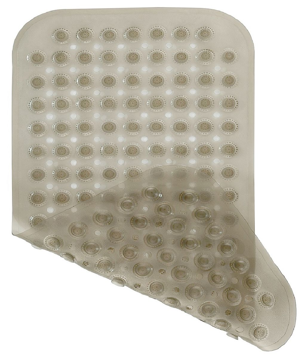 Clear Grey Non-Slip PVC Bath & Shower Mat with Suction Cups & Polka ...