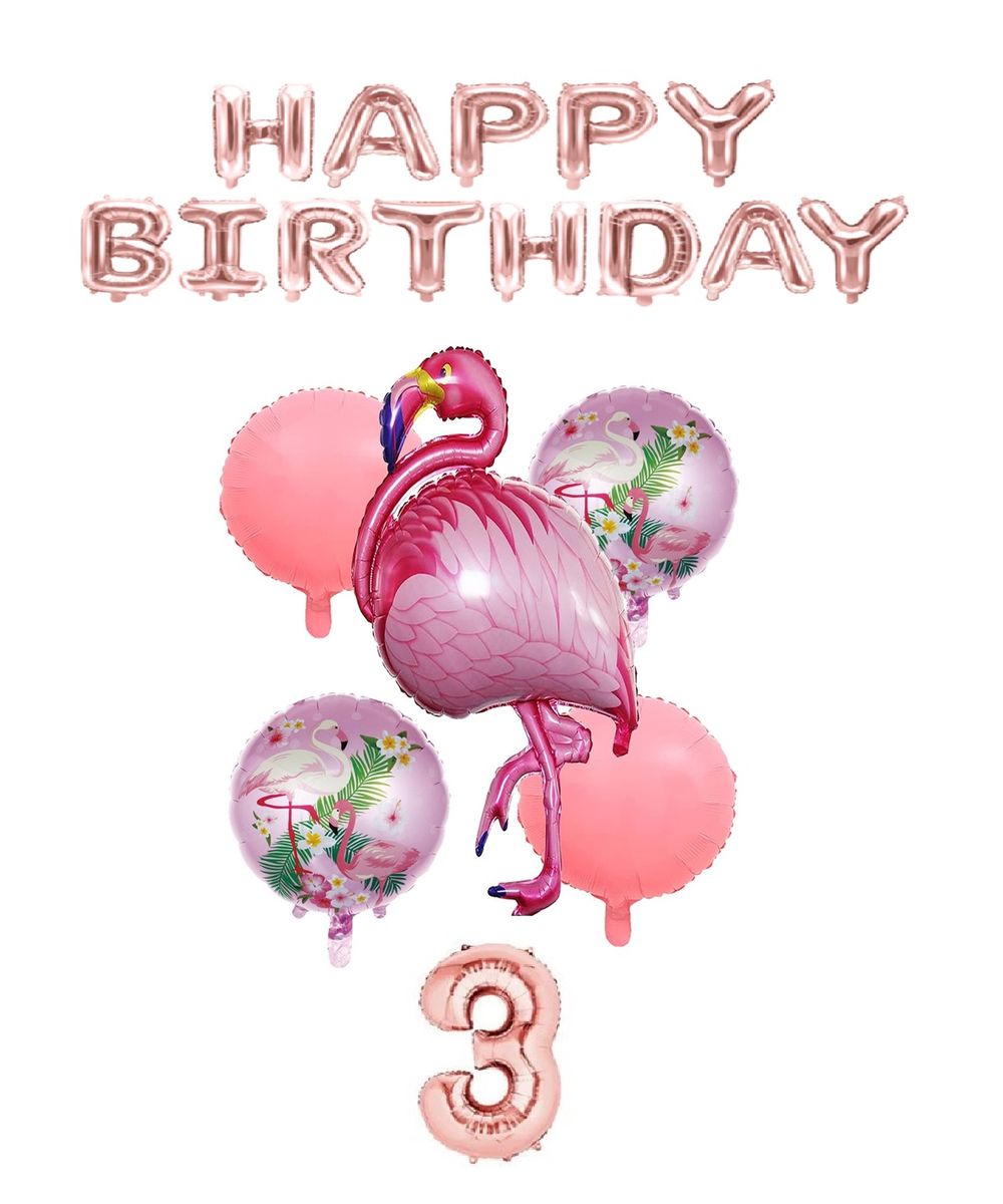 Flamingo Theme Birthday Party Decoration Ross Gold 3 Year Old | Shop ...