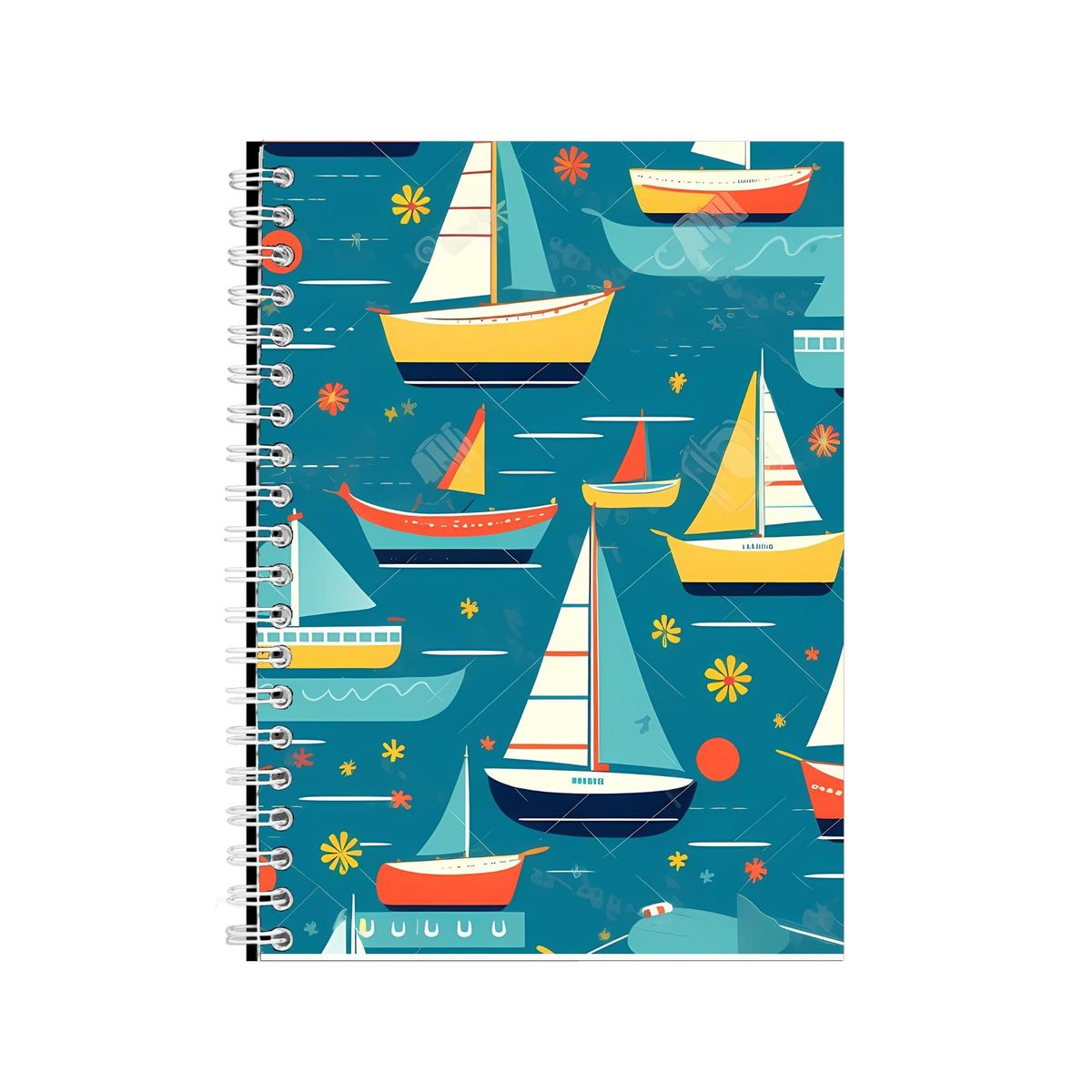Boats_12 A5 Notebook Spiral Lined Boat Patterns Graphic Notepad Present ...