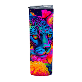 Floral Bright Neon Snow Leopard 20 Oz Straight Skinny Tumbler 006 ...