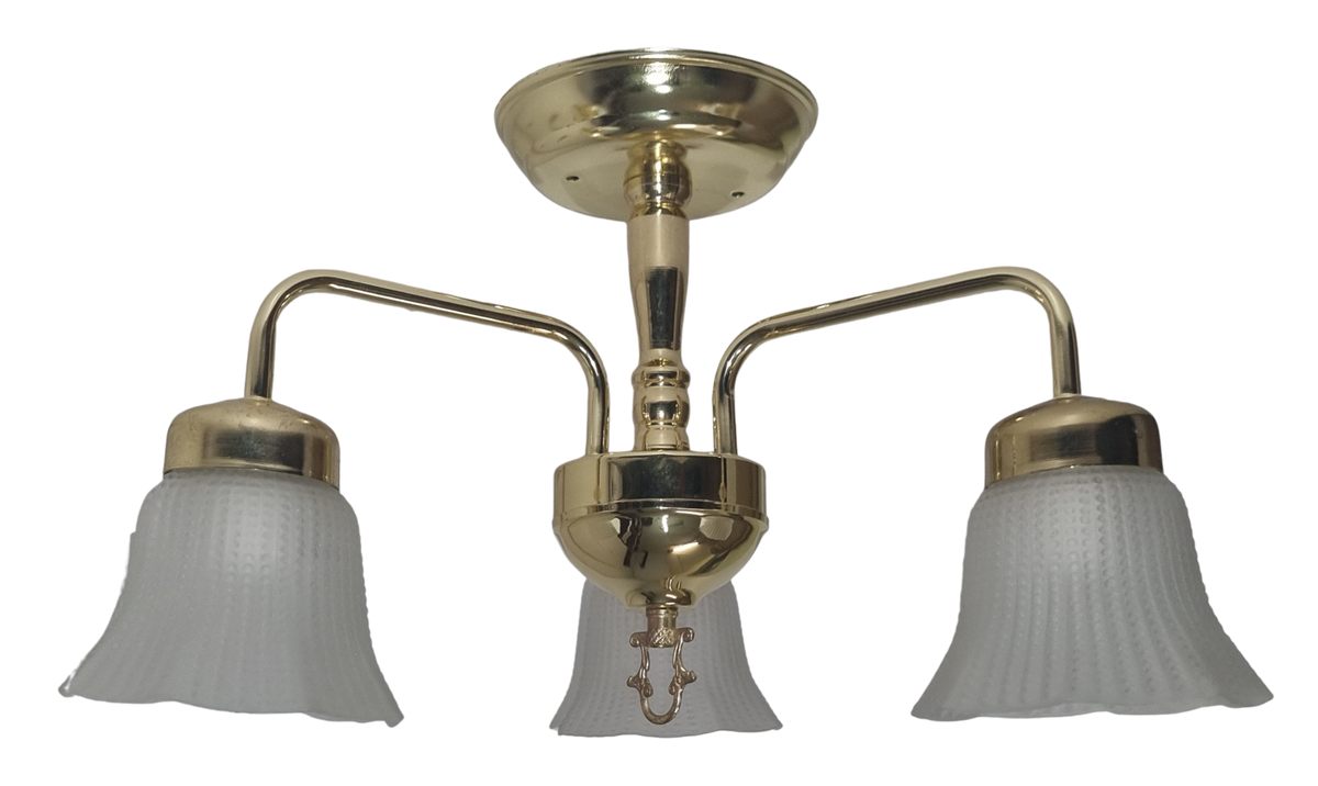 Litex Lamps 3 Light Ceiling Fitting With Rippled Frosted Glasses | Shop ...
