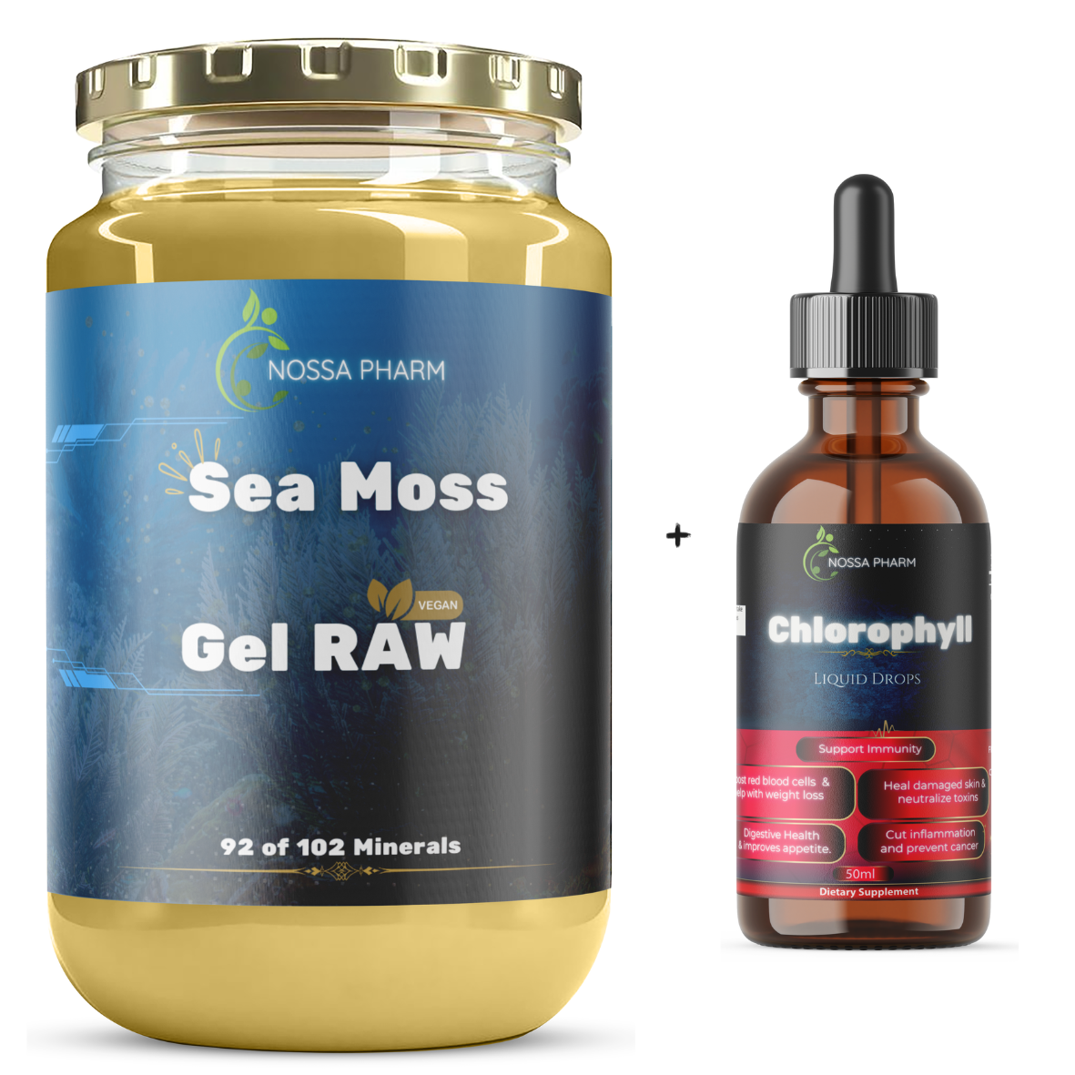 Nossa Pharm - Sea Moss Gel (375ml) & Chlorophyll Drops (50ml) | Shop ...