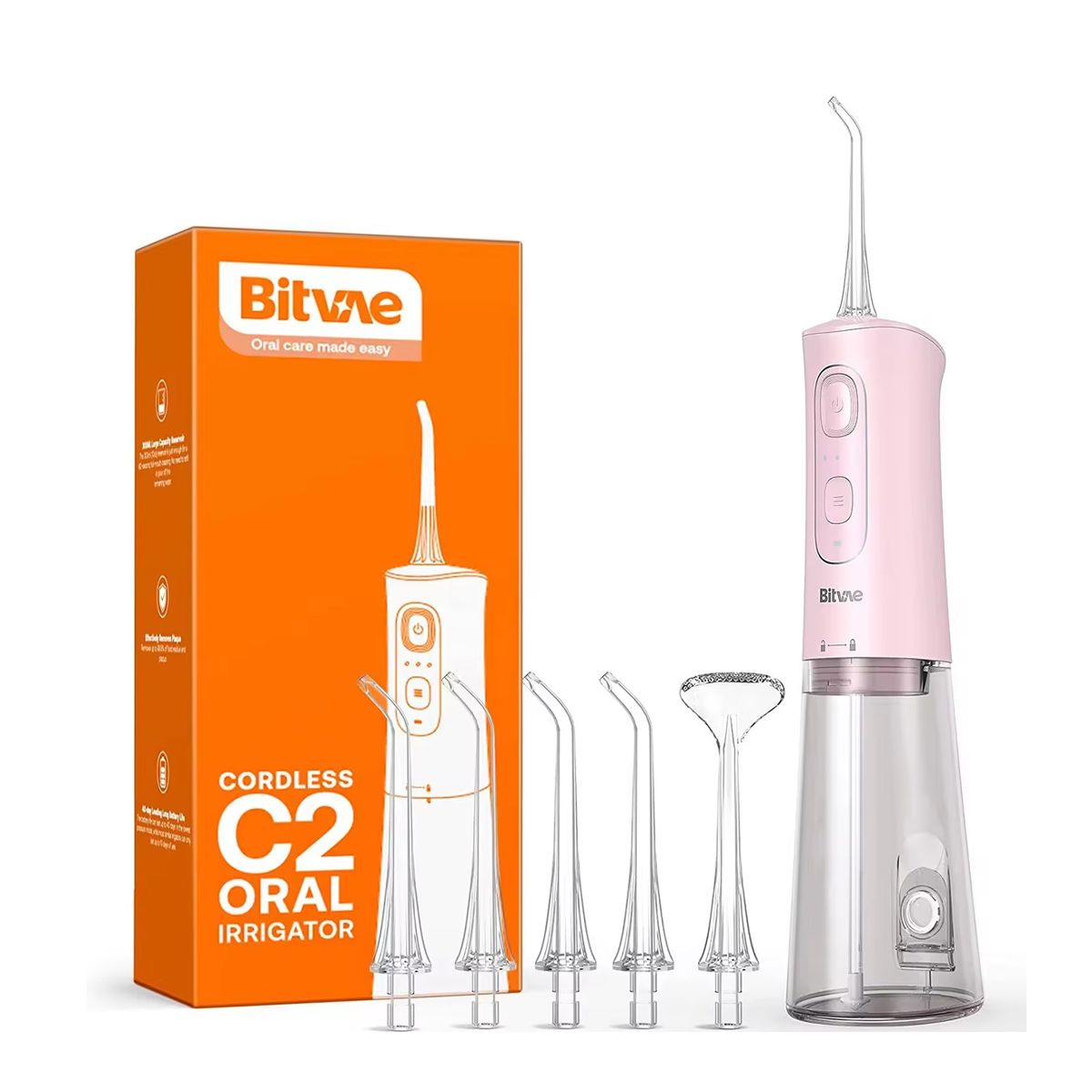 Bitvae C2 Water Dental flosser for Teeth with 3 Modes 6 Jet Tips - Pink ...