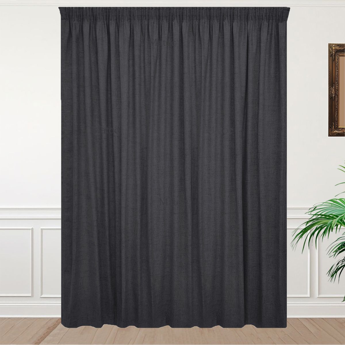Matoc Designs Curtain - 100% Blackout - Linen Look Charcoal - Taped ...