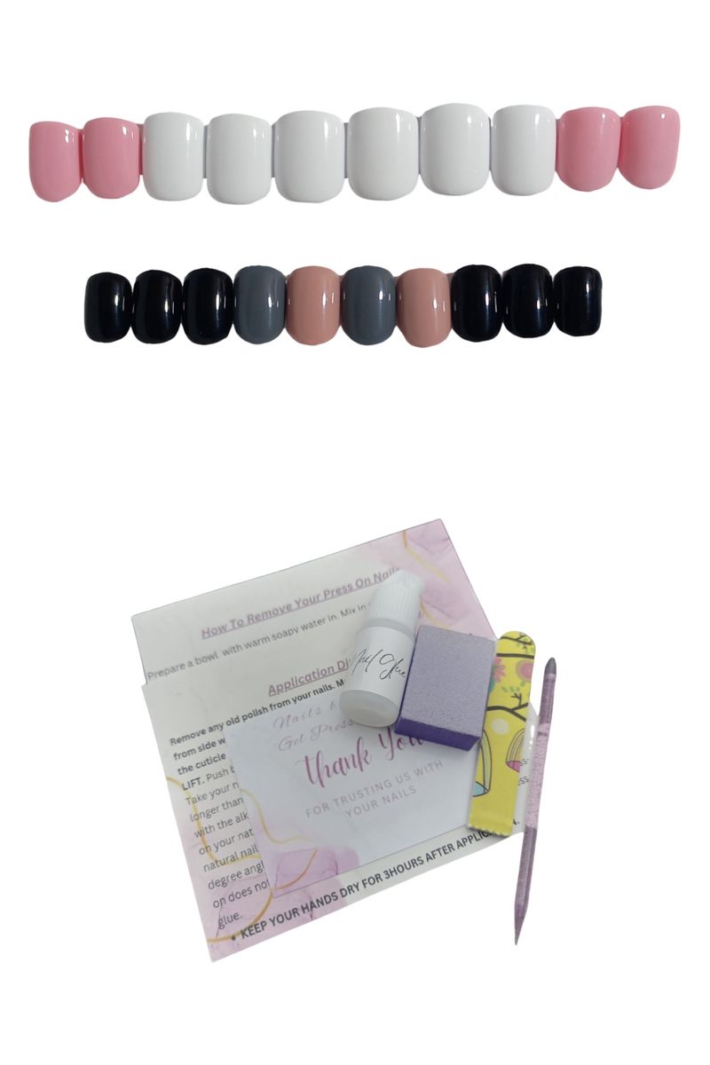 Kids Luxury Press-On Nails - Extra Short Square Multi Color Set - 20 ...