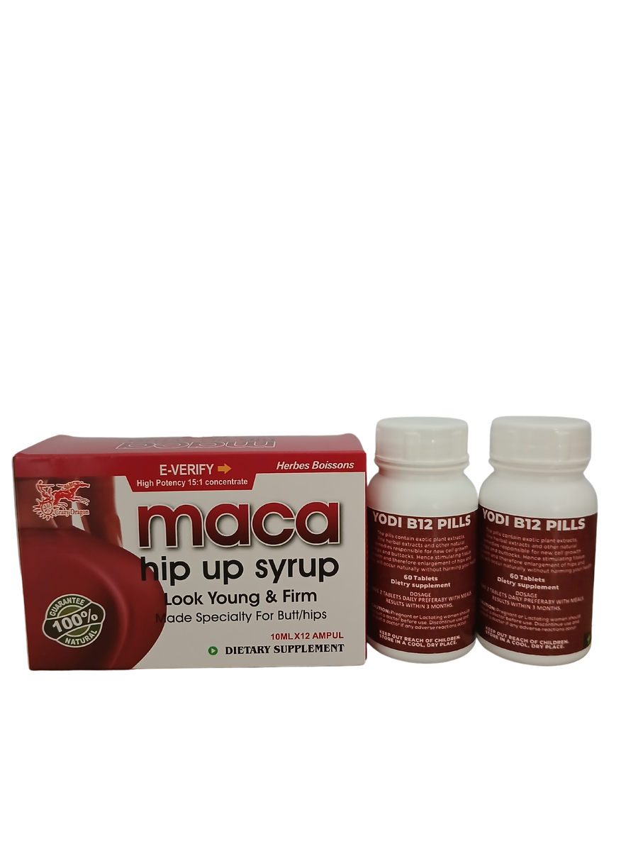 Maca Hip Up Syrup and 2x Yodi B12 Pills for Quick Butt & Hip ...