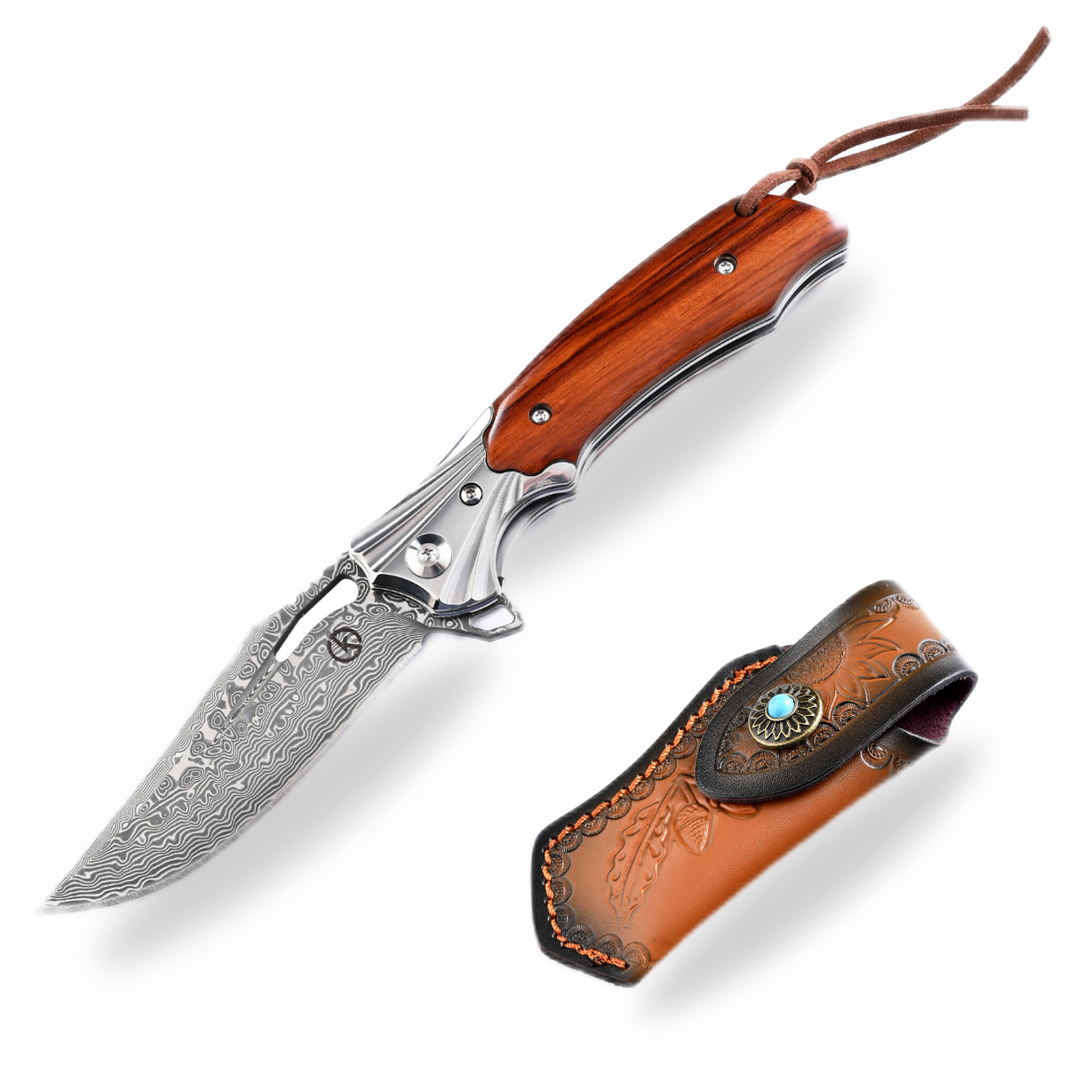 Koch Knives KKGT0171 Premium EDC DamascusFolding Knife | Shop Today ...