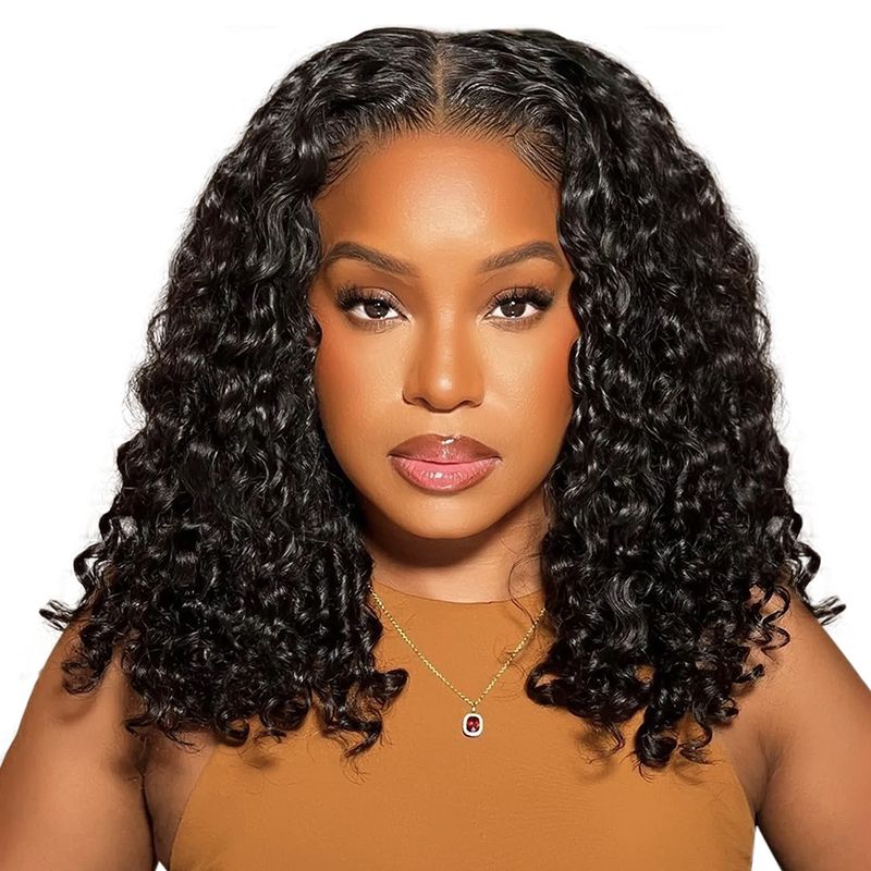 VSP 16in Glueless Wigs Bob Wigs Human Hair Kinky Curly 13x4 Lace Front ...