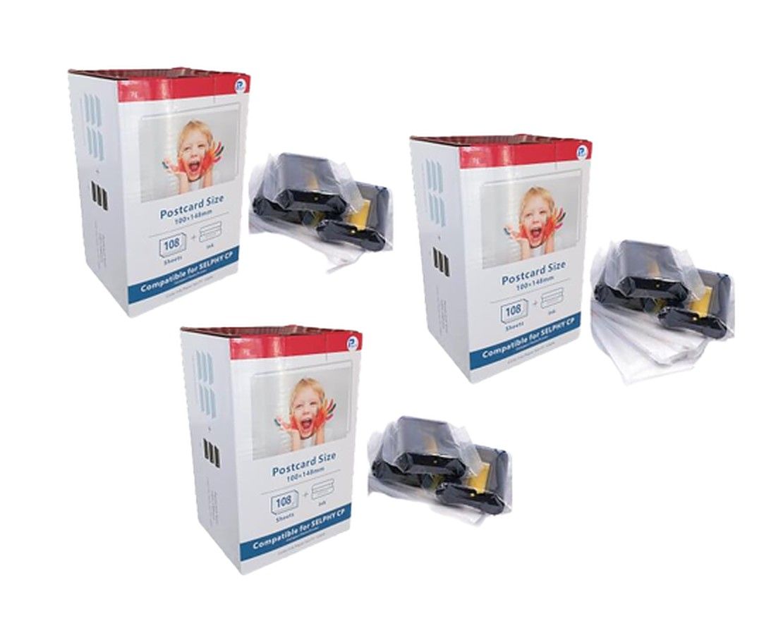 PUTY Canon Selphy KP-108IN Ink and Paper Set (108P) - Compatible X3 ...