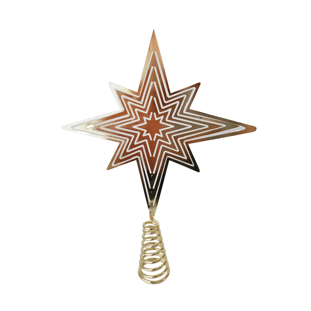 Nordic Scandinavian Christmas Gold Star Tree Topper Decoration 15x21cm ...