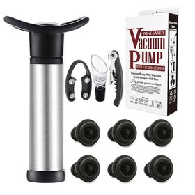 Wine Tool Set 6 Silicone Wine Stopper with Pump Wine Opener Pourer ...