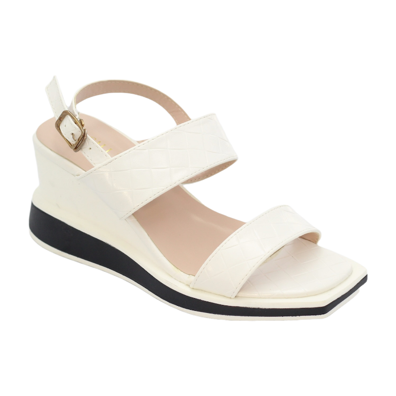 Odeda 2 Band Sling Back Slide Wedge 6.5cm Heel White | Shop Today. Get ...