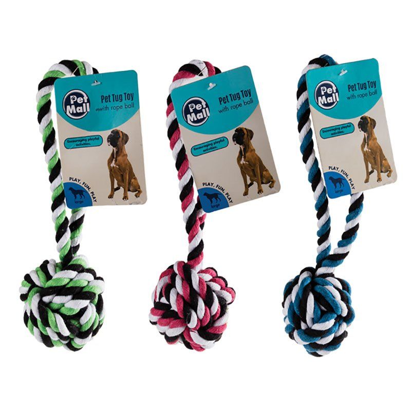 Set of 3 Pet Dog Toy Tug Rope Ball 8cm Each | Shop Today. Get it ...