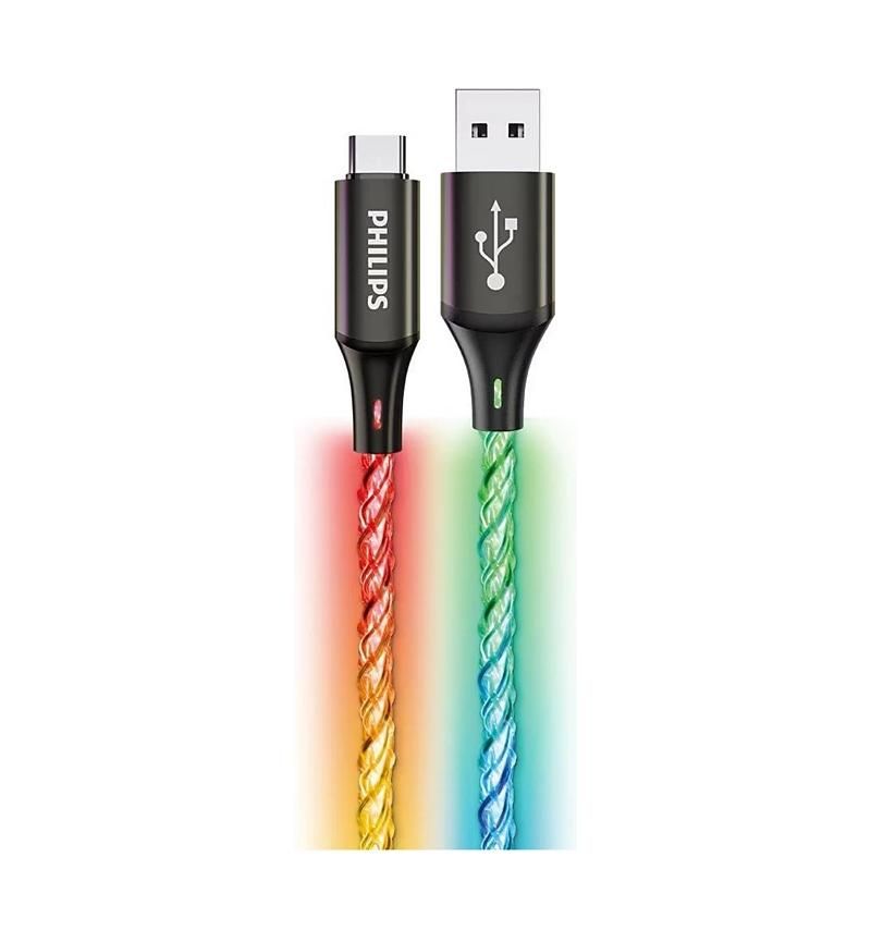 Philips USB-A to Type-C Cable RGB Breathing Light Party Cable - 1m ...