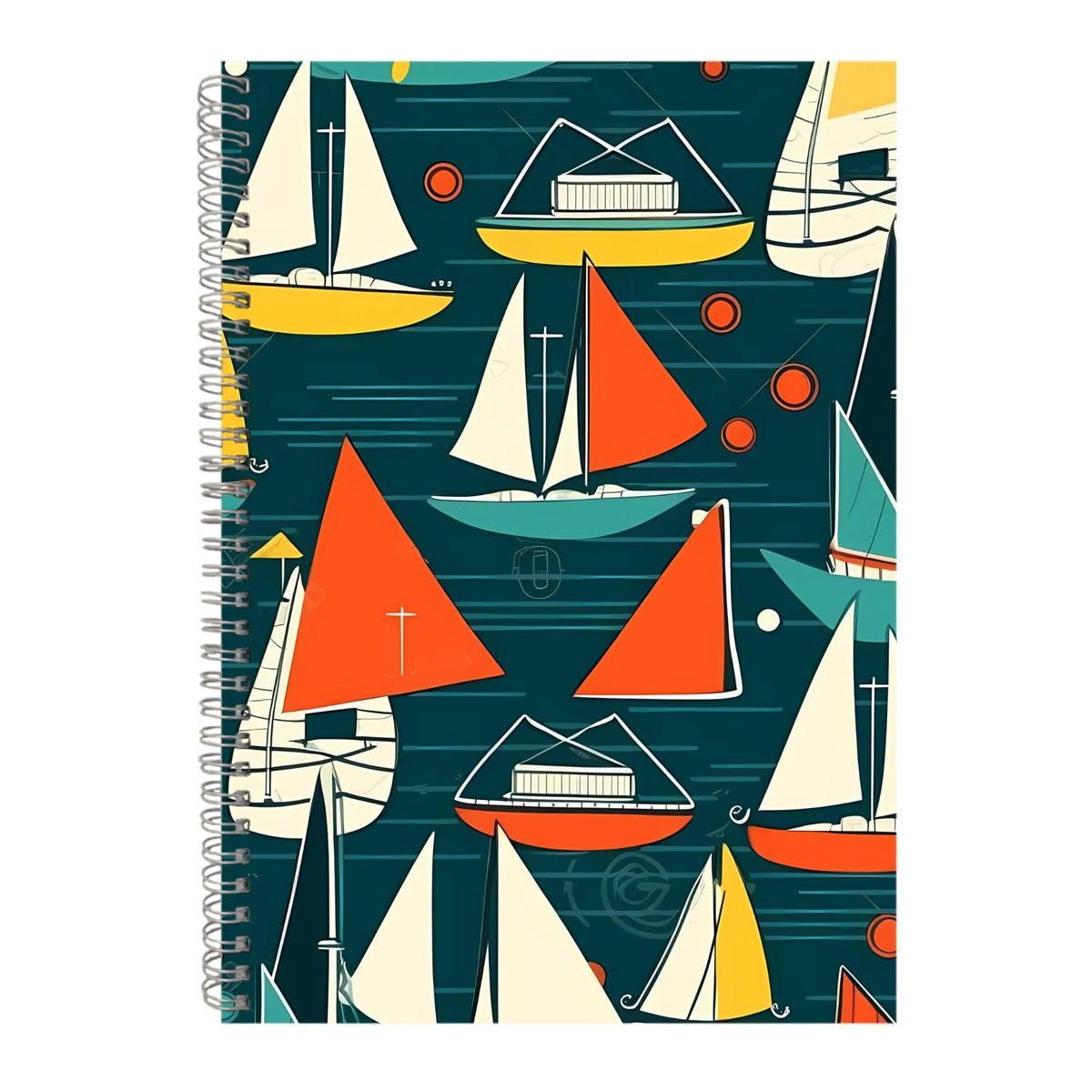 Boats_11 A4 Notebook Spiral Lined Boat Patterns Graphic Notepad Present ...