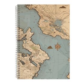 Water A4 Notebook Spiral and Lined Maps Graphic Notepad Design Present ...