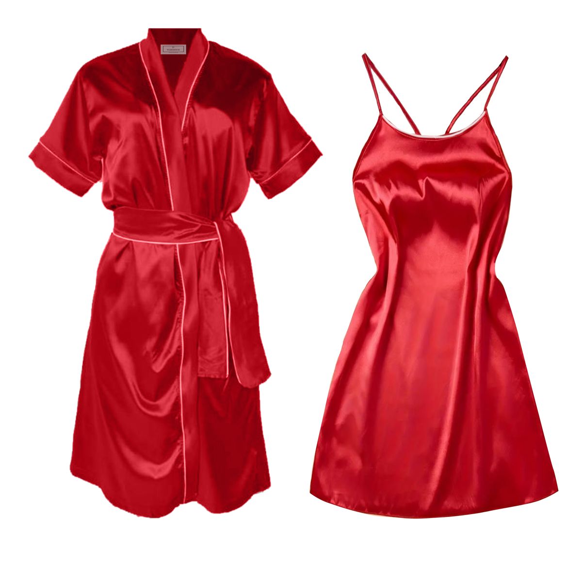PJ Warehouse Ruby Red Armani Satin Summer Nightie And Gown Set | Shop ...