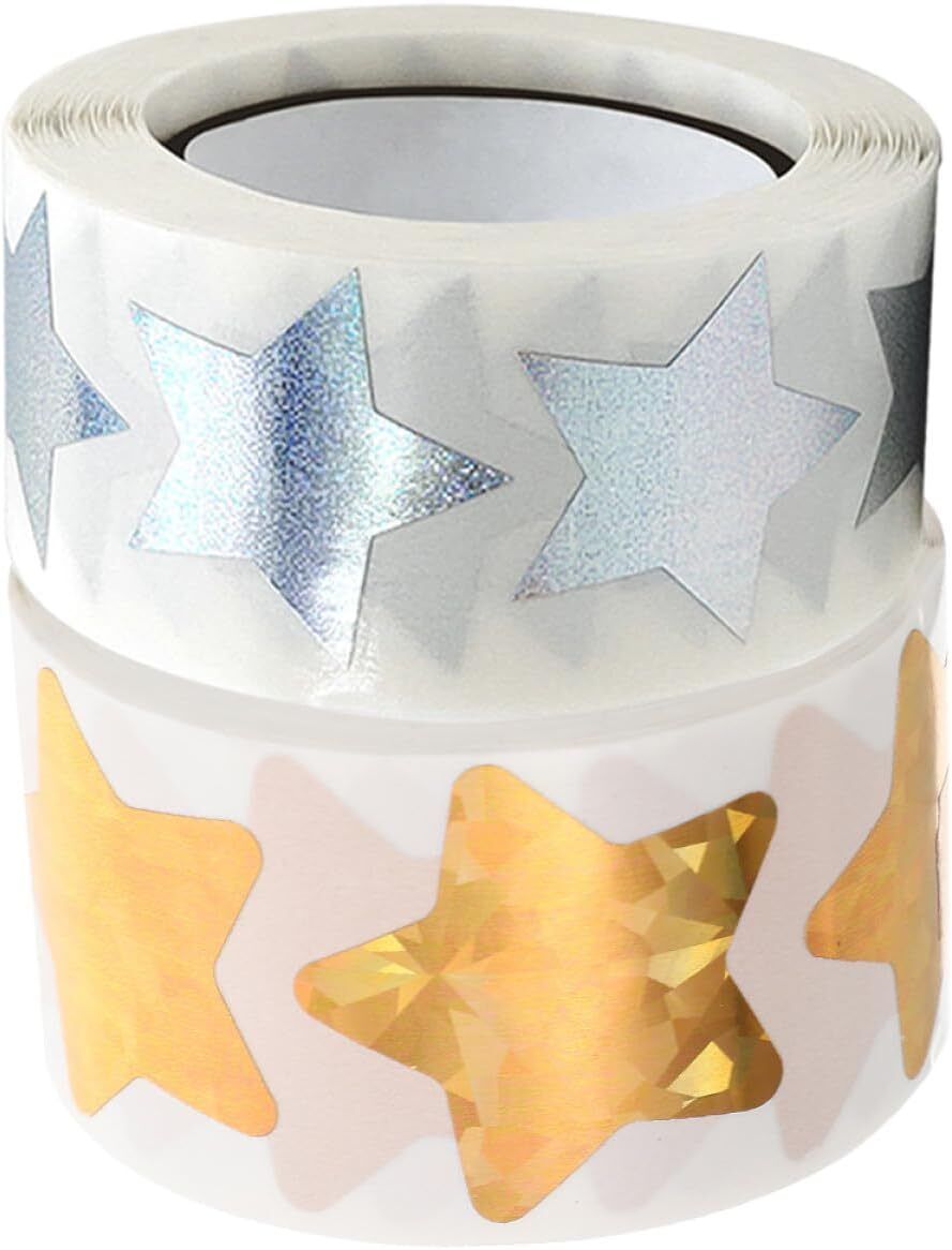 2 Rolls Star Shape Self-Adhesive Sealing Label Stickers for Packaging ...