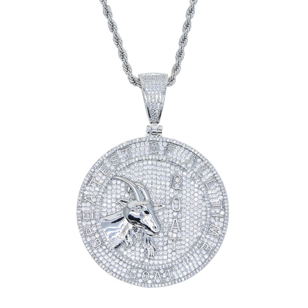 Greatest Of All Time GOAT Iced Out Legendary Bling Pendant Necklace ...