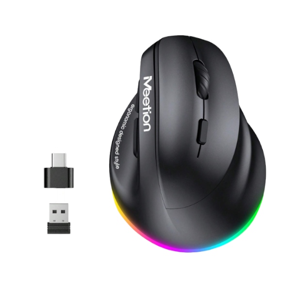 MEETION - Wireless Ergonomic Mouse with RGB Lighting - Black | Shop ...