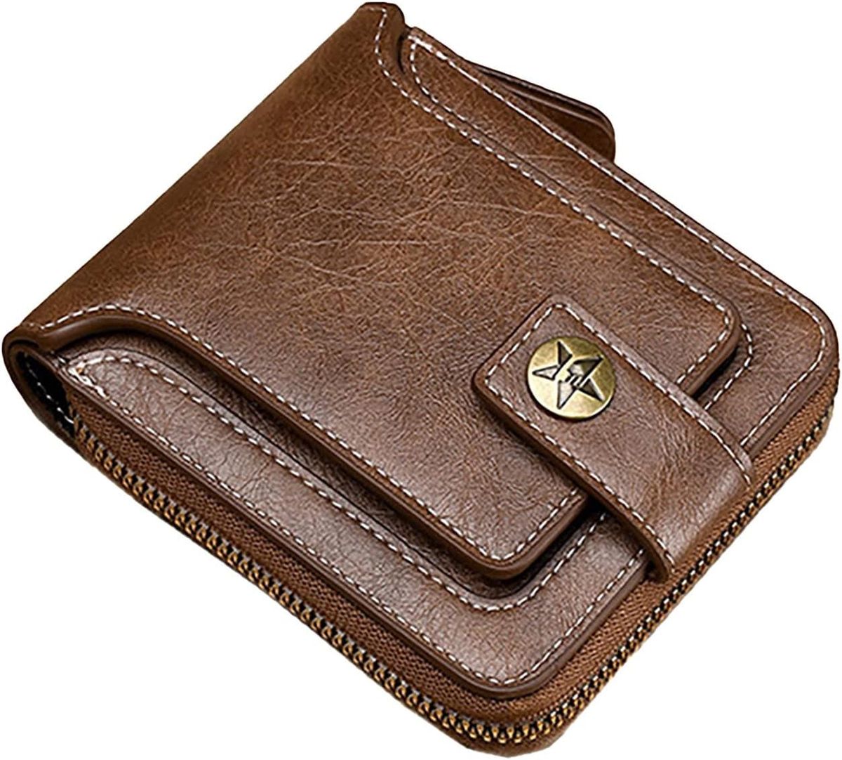 10 Compartment PU Leather Men's Zipper Wallet With Cards And Coin ...