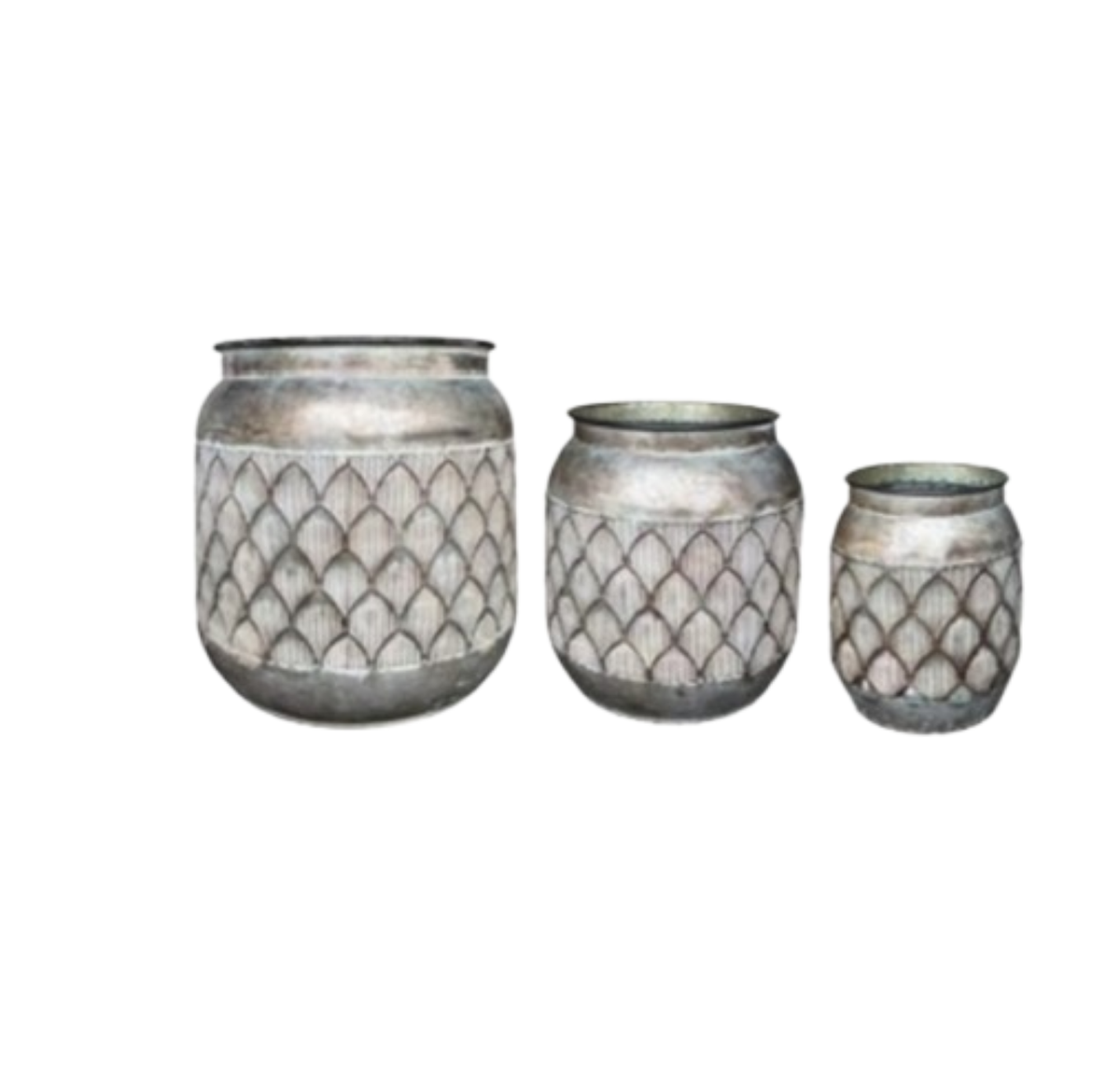 Modern Silver Metal Planter Set - 3-Piece Decorative Pots for Home ...