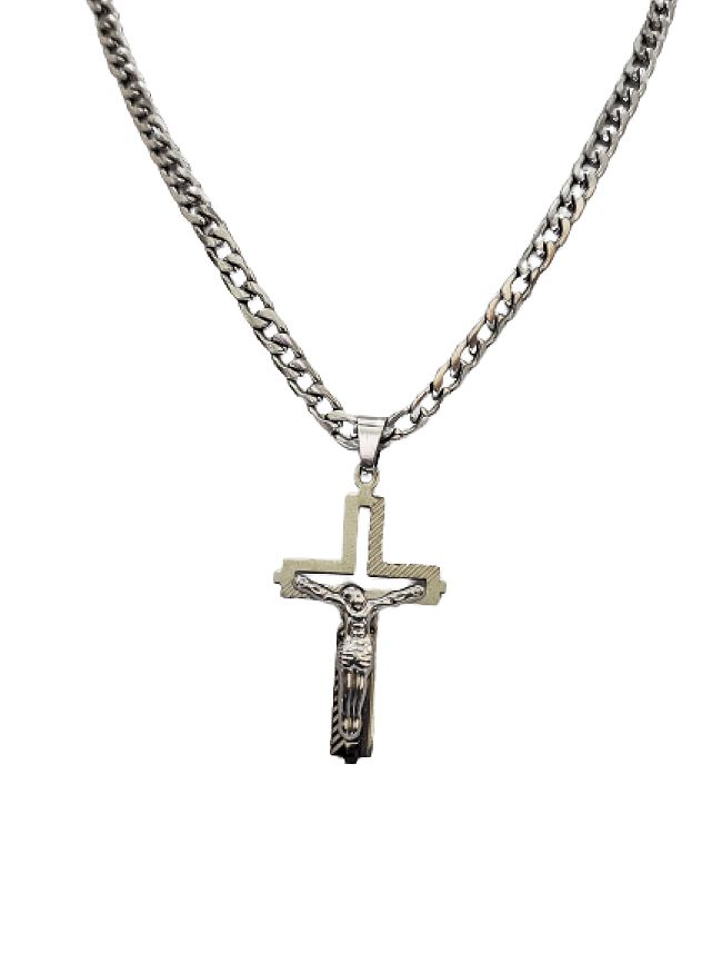 Stainless Steel Cut Out Crucifix With Heavy Curb Link Chain | Shop ...