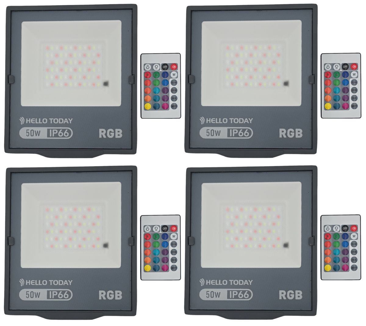 Hello Today RGB LED Flood Light With Remote 50W - 4 Pack | Shop Today ...