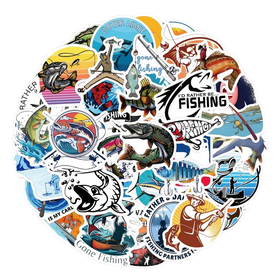 50Pcs Fishing Fisherman Bait Tackle Artistic Style Stickers Variety ...
