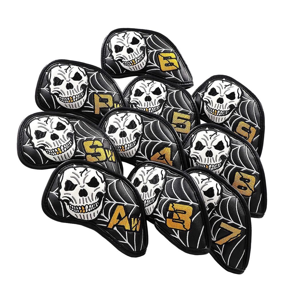 10 Piece PU Leather Skull Pattern Golf Club Iron Head Covers Set | Shop ...
