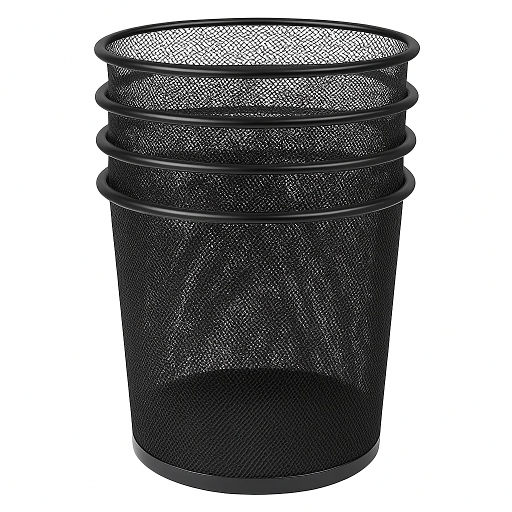 Black Metal Mesh Waste Bin - Office & Home Trash Basket 5 x Dustbins ...
