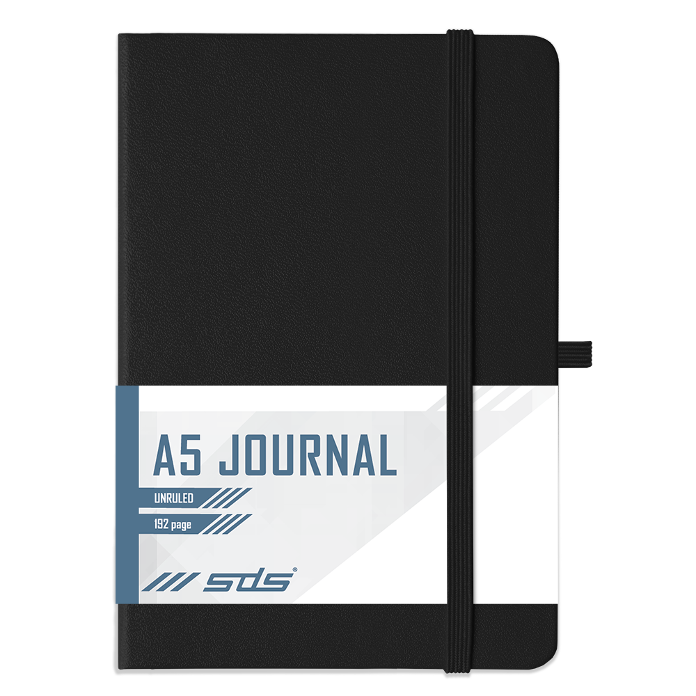 SDS A5 192 Page Unruled Journal Hard Cover with Elastic Closure - Black ...
