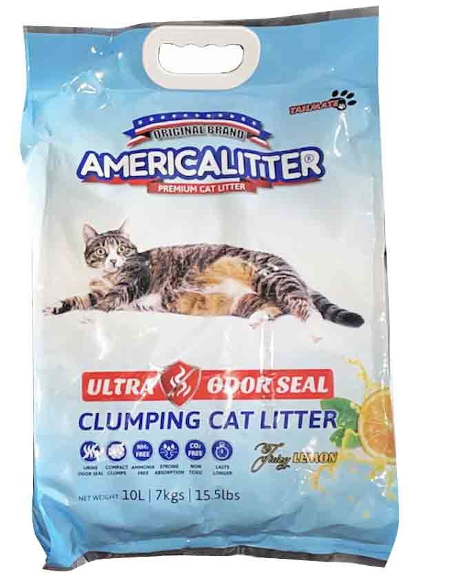America Litter - Clumping Cat Litter Tangy Lemon Ultra Odor Seal - 7Kg ...