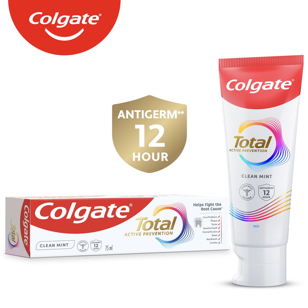 Colgate Total Active Prevention Clean Mint Anti-Germ Toothpaste 75ml ...