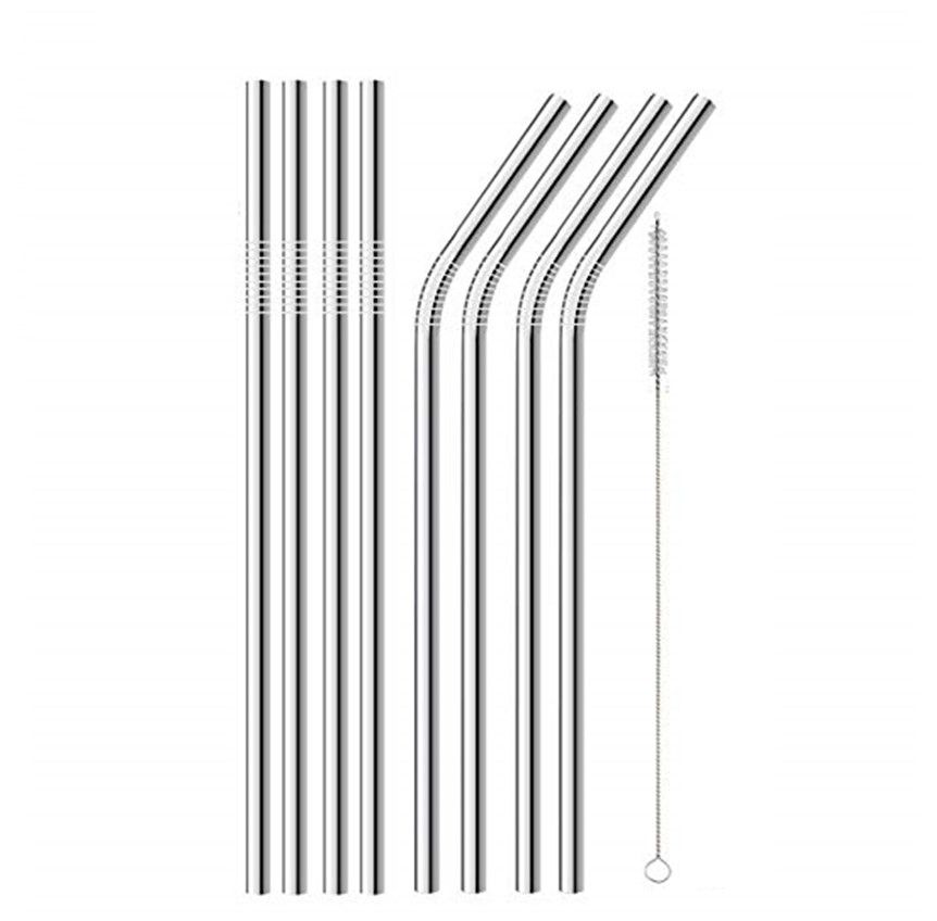 Reusable Stainless Steel Thin Silver Drinking Straws - 7-Piece - Easy ...