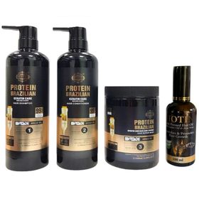 Protein Brazilian Keratin Hair Shampoo, Conditioner, Mask & Biotin Oil ...