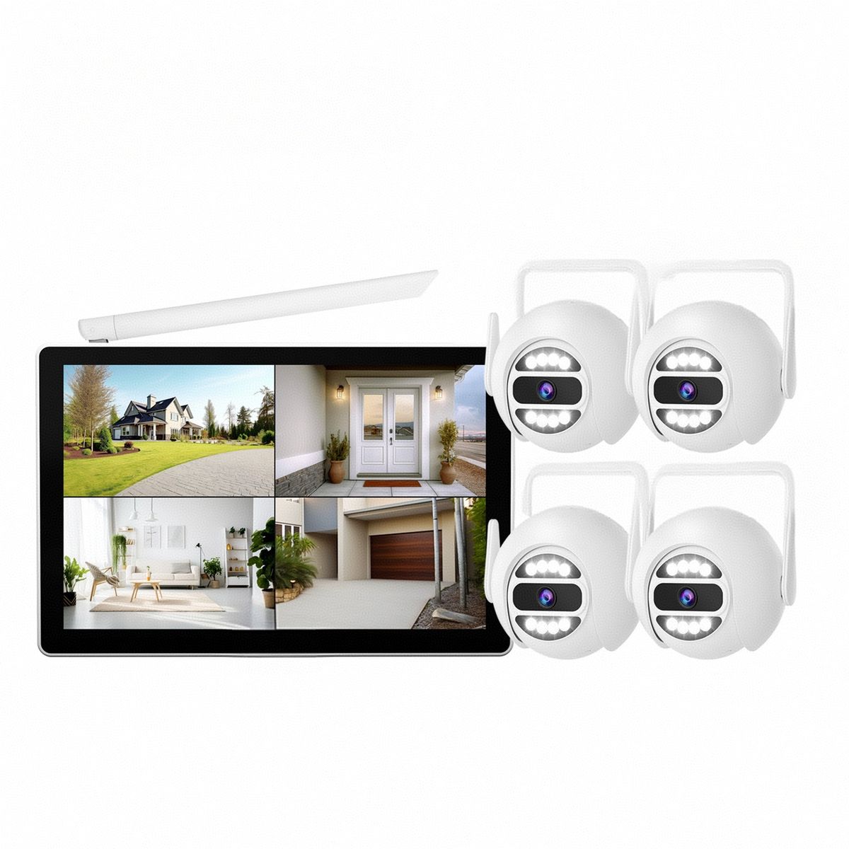 5MP Wireless Security Camera System with touch screen and camera suit ...