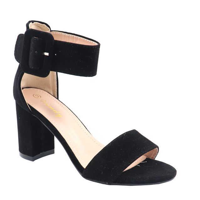 Ladies Basic Suede Ankle Strap Medium Block Heel Sandal | Shop Today. Get it Tomorrow ...